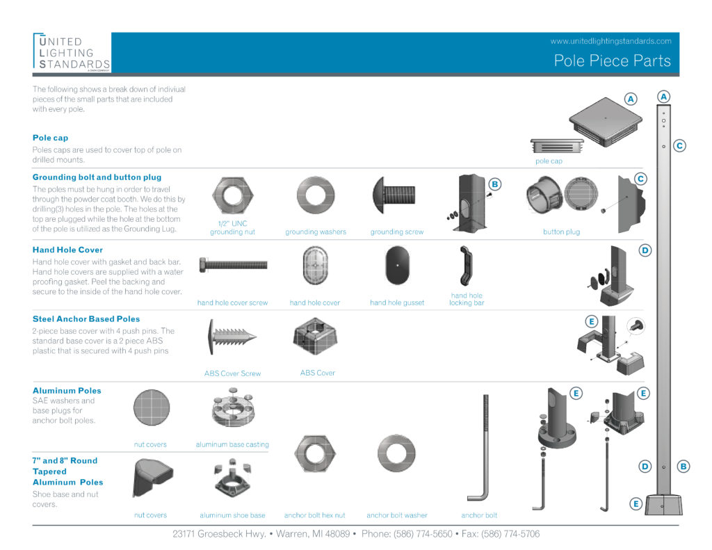 United Lighting Standards • Small Parts
